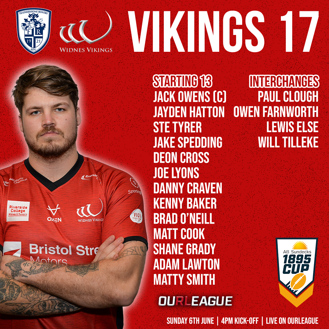 17 man squad: Featherstone Rovers - Widnes Vikings