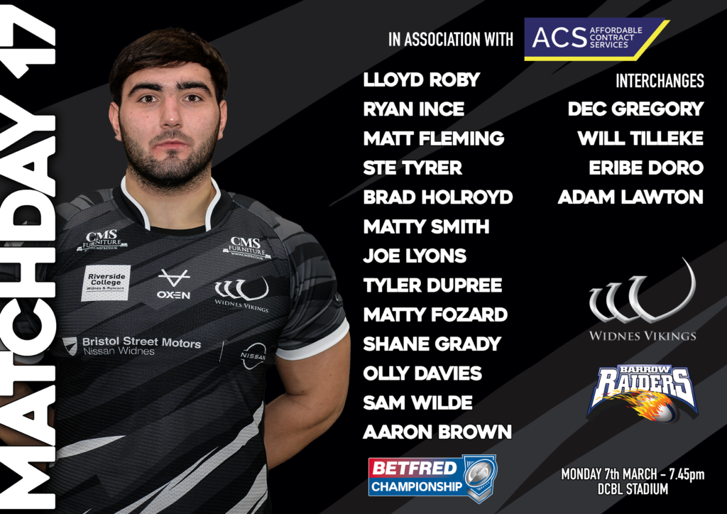 Simon Finnigan names Vikings 17-man squad v Barrow Raiders