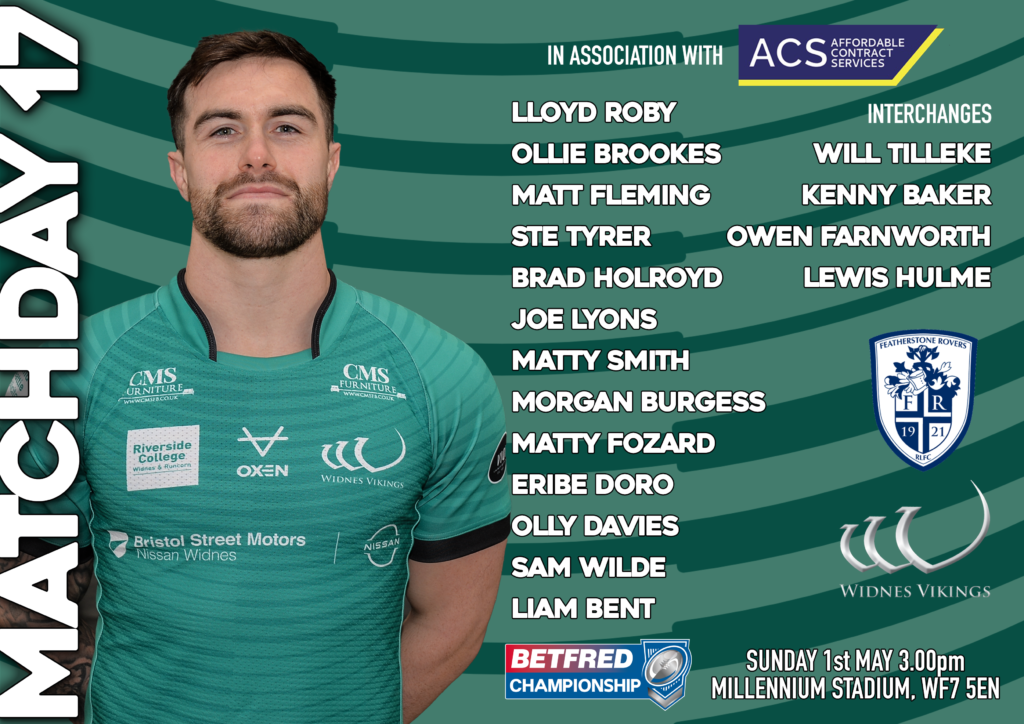 17-man squad: Featherstone Rovers (A) - Widnes Vikings