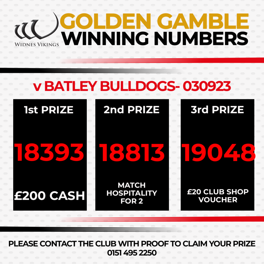 GOLDEN GAMBLE : ARE YOU A WINNER? - Widnes Vikings