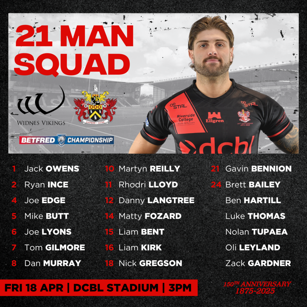 VIKINGS 21-MAN SQUAD FOR OLDHAM CLASH - Widnes Vikings