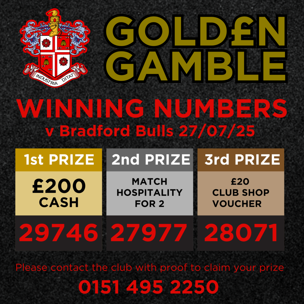 GOLDEN GAMBLE NUMBERS: 27/07/25 - Widnes Vikings