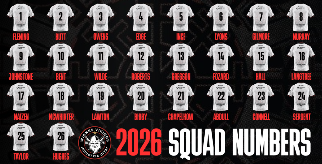 VIKINGS 2026 SQUAD NUMBERS - Widnes Vikings